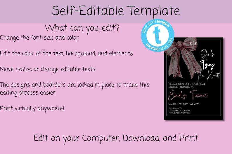 Editable Wedding Details Card Template 3.5x5 | Floral Wedding ...