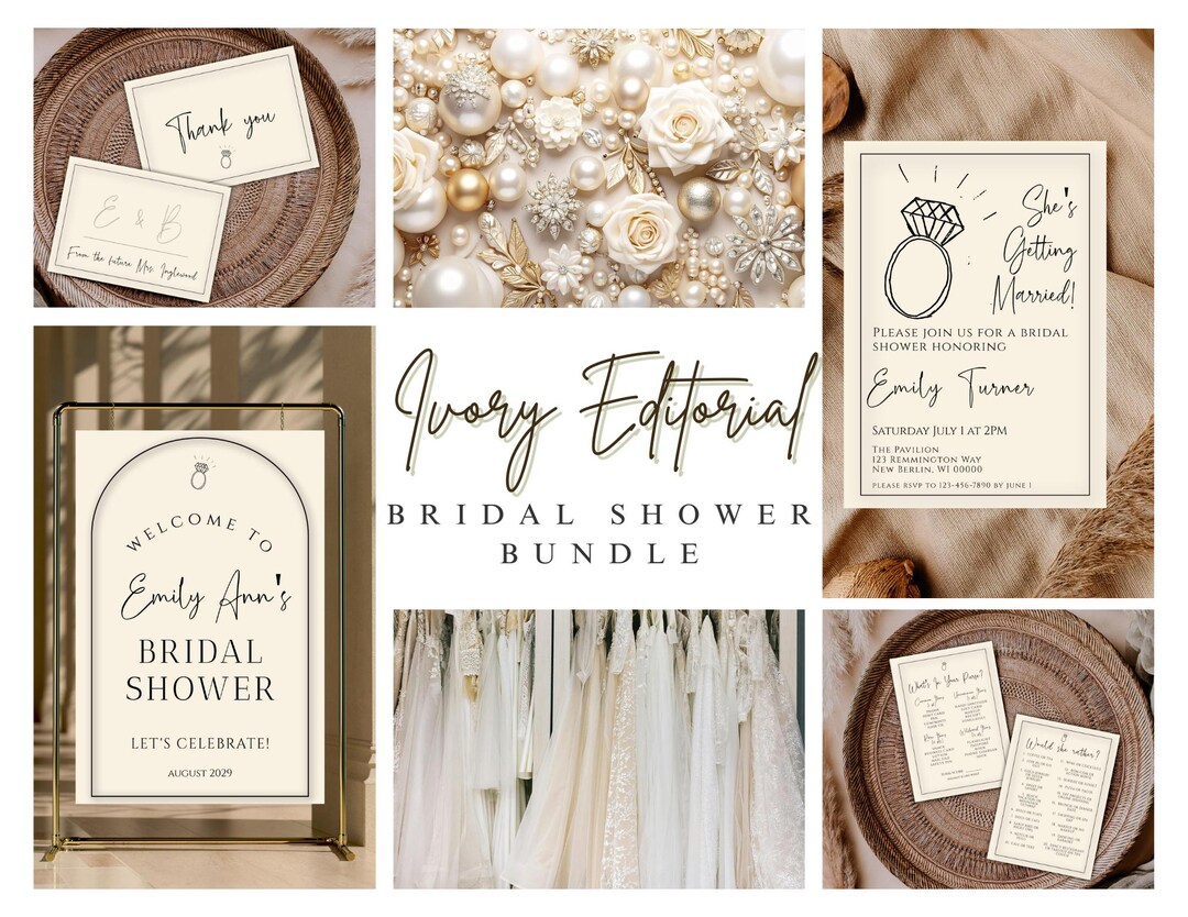Letterpress Bridal Shower Invitation Bundle | Elegant Bridal Games ...