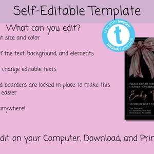 Tying the Knot Bridal Shower Welcome Sign | Pink Bow & Black Background ...