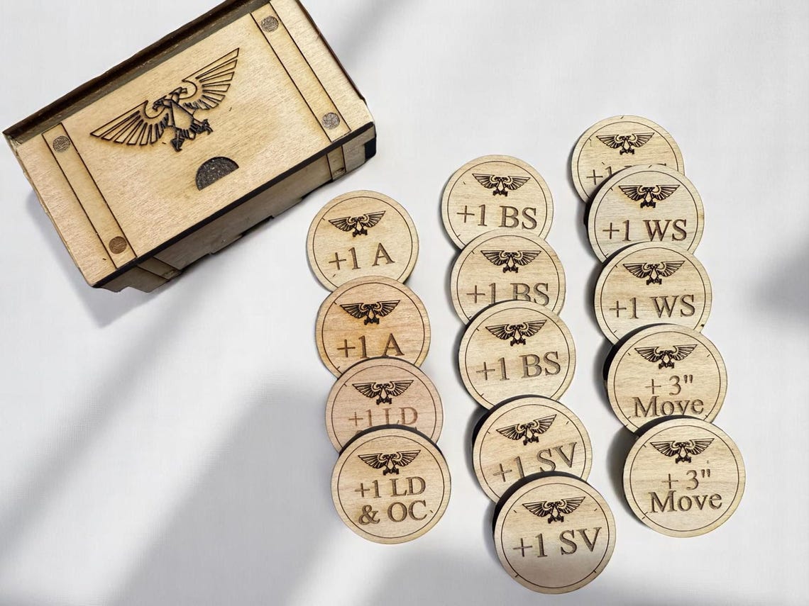 14 X Wooden Order Tokens in Wooden Gift Box - Compatible With 10th ...