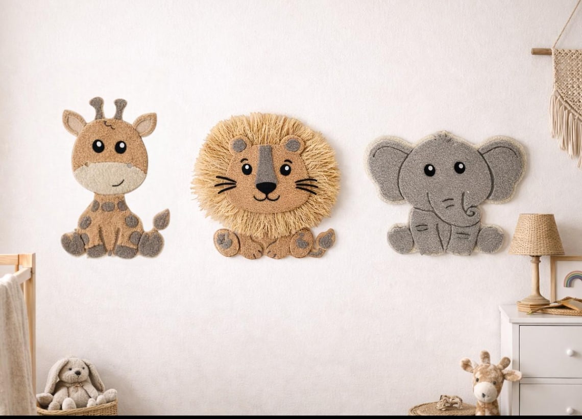 Kids Jungle Animals Decor, Stunning Wall Art Nursery/bedroom Layered ...