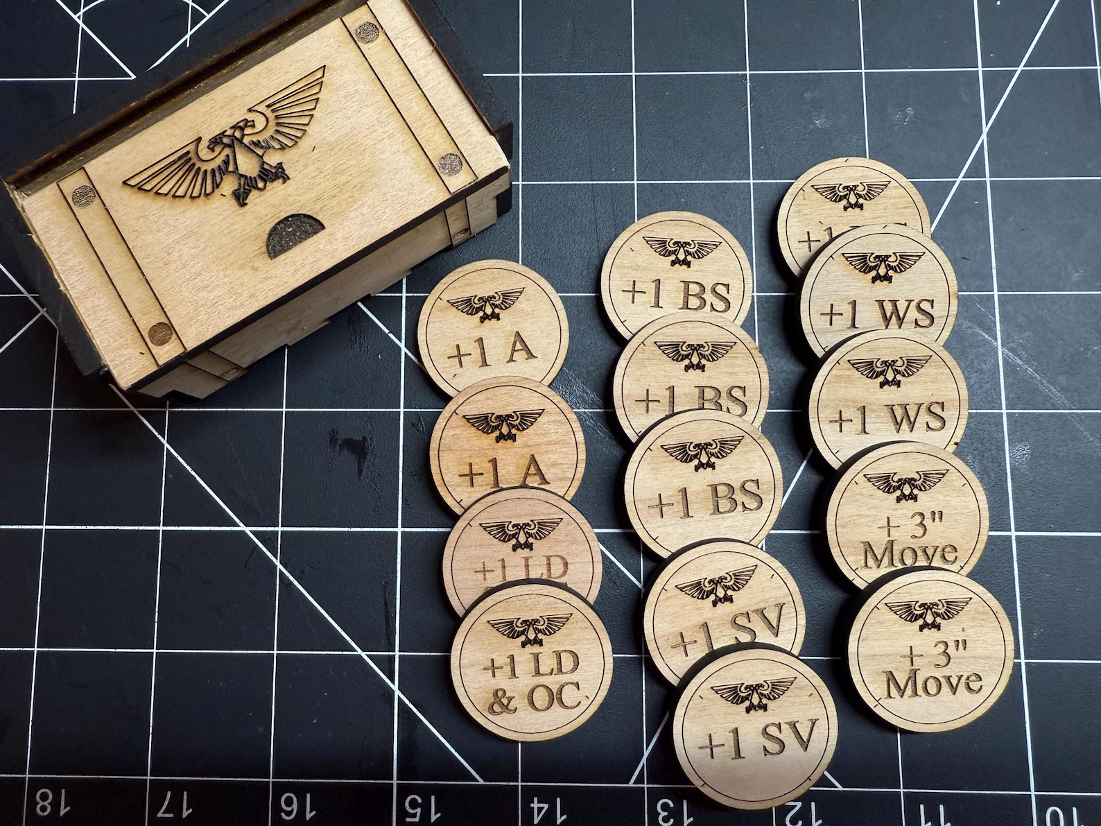 14 X Wooden Order Tokens in Wooden Gift Box - Compatible With 10th ...