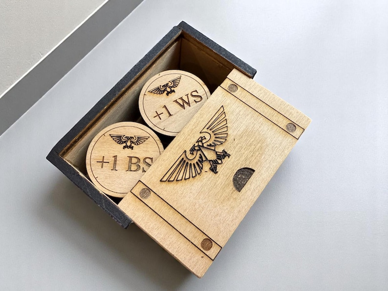 14 X Wooden Order Tokens in Wooden Gift Box - Compatible With 10th ...