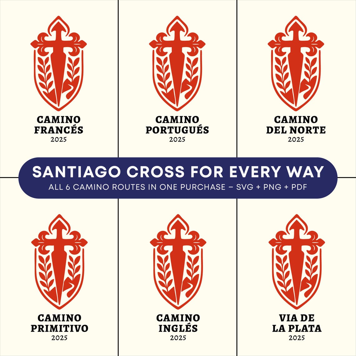 Camino De Santiago Cross SVG Bundle: Pilgrimage Route Symbols (digital ...