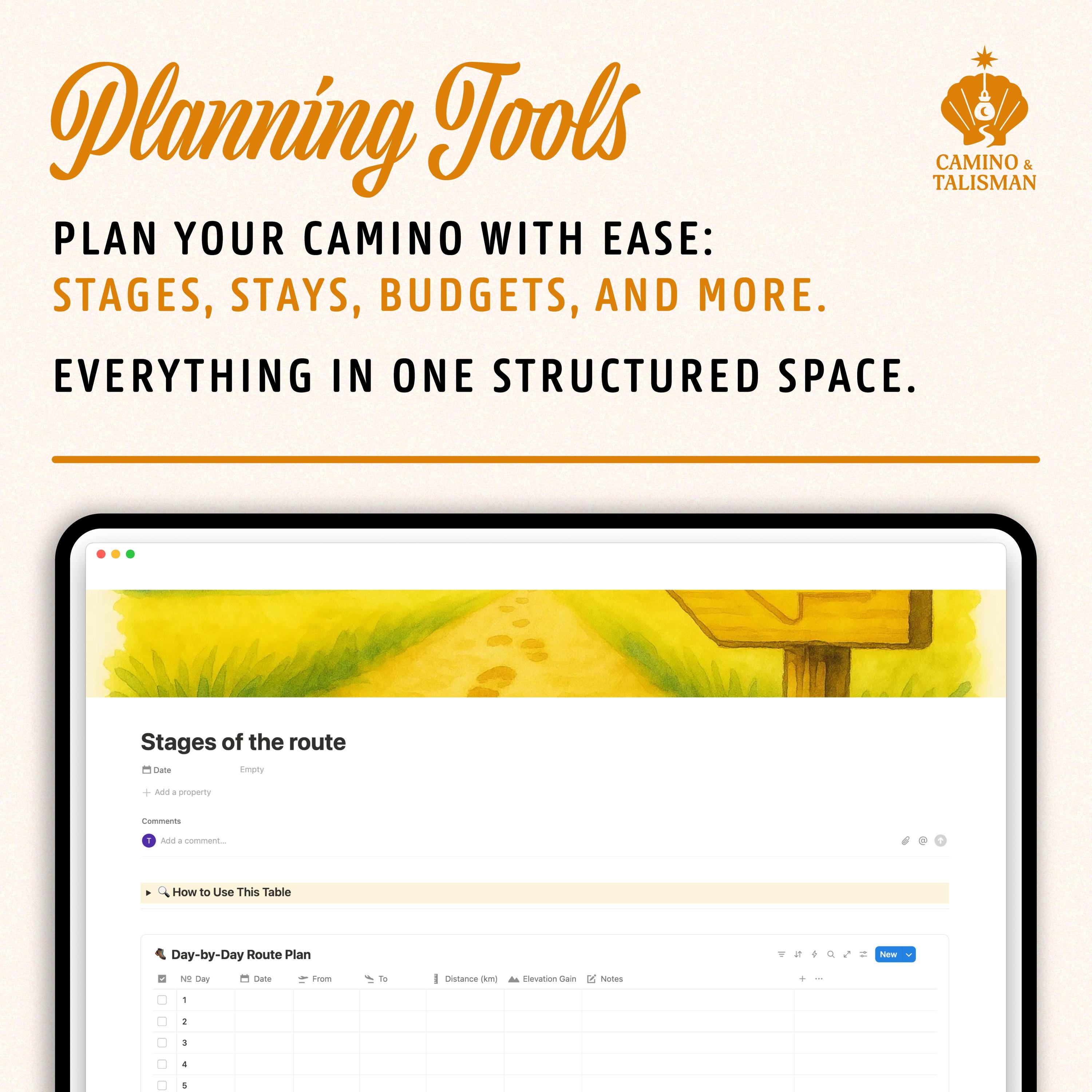 Camino De Santiago Notion Template | Therapeutic Digital Journal ...