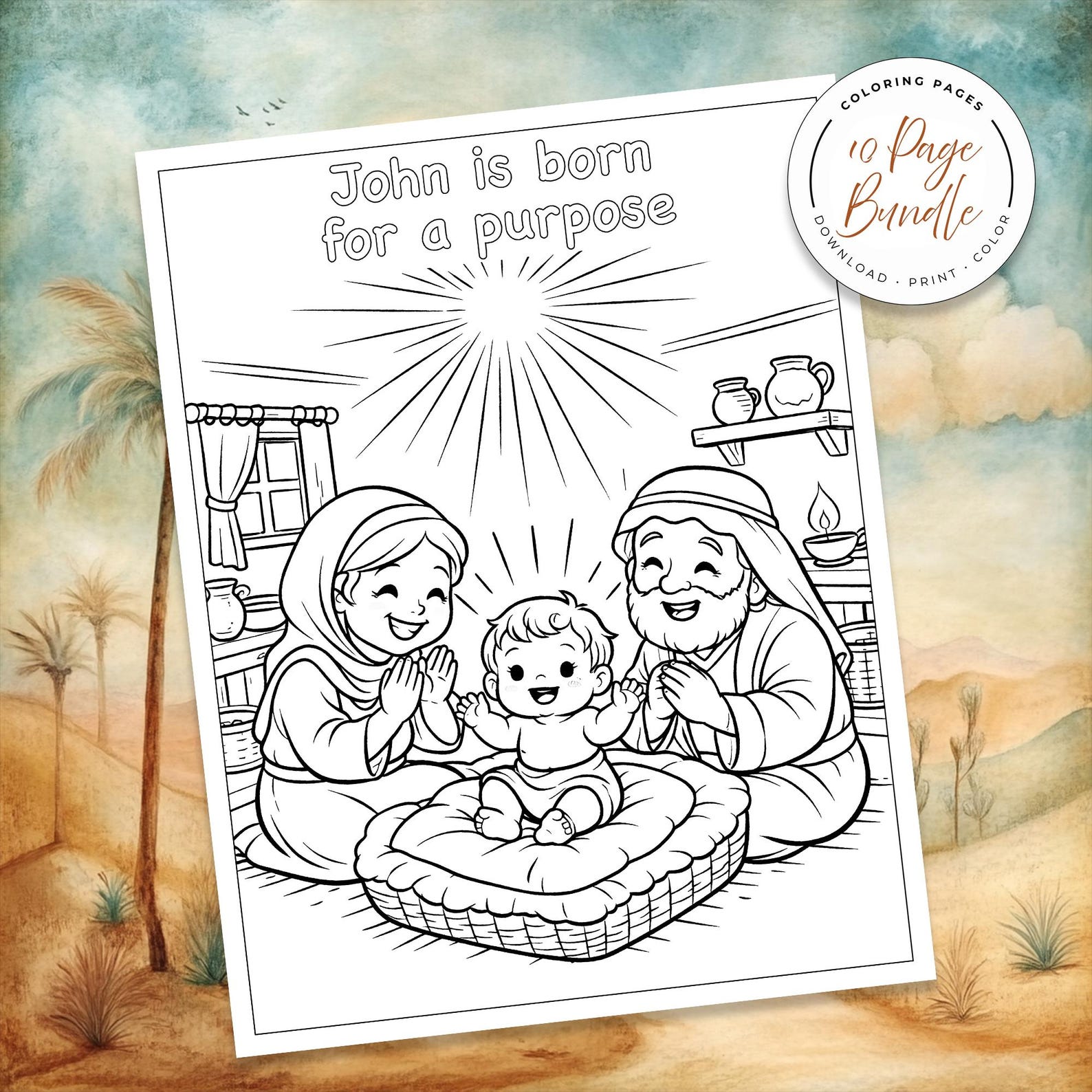 John the Baptist Coloring Page, Christian Kids Activity, Printable ...