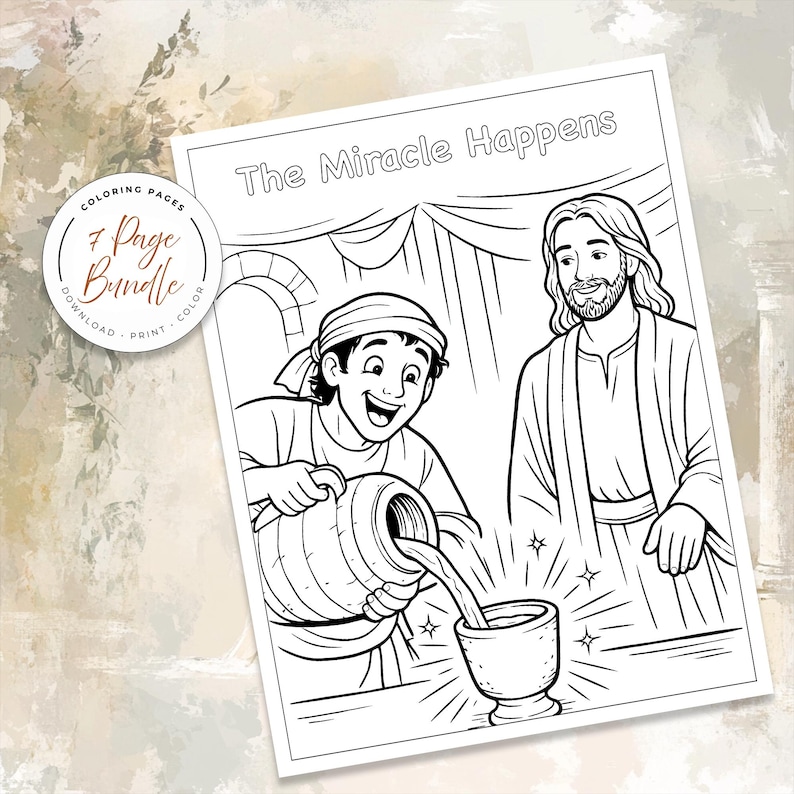 Wedding at Cana Coloring Pages | Bible Story Activity (digital Download ...