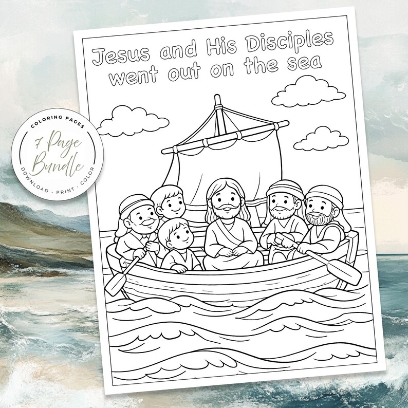 Jesus Calms the Storm Coloring Pages | Sunday School Activity (digital ...