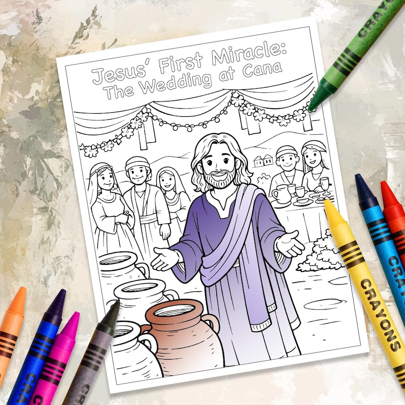 Wedding at Cana Coloring Pages | Bible Story Activity (digital Download ...