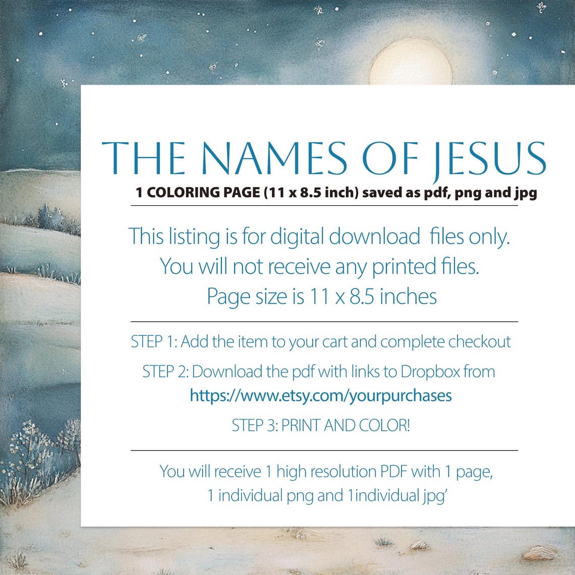 Names of Jesus Coloring Page, Advent Bible Story (digital Download ...