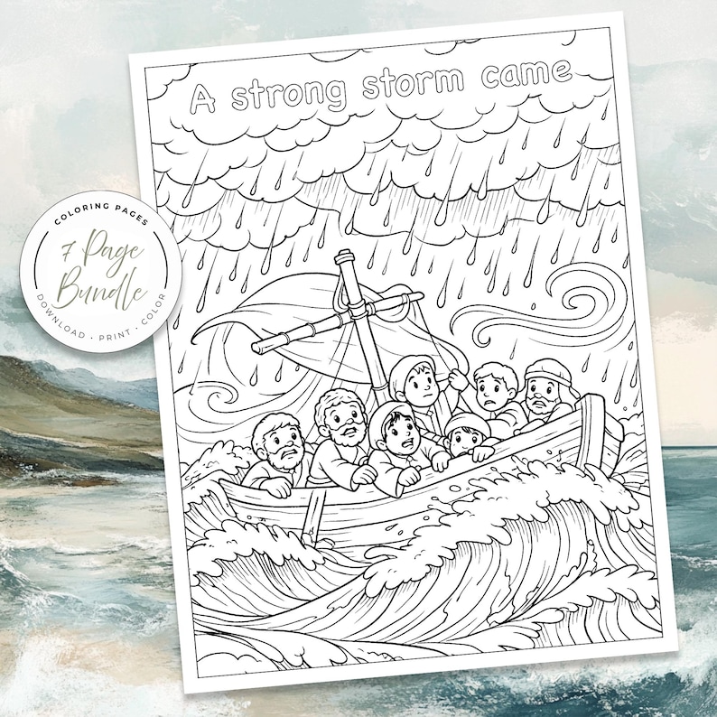 Jesus Calms the Storm Coloring Pages | Sunday School Activity (digital ...