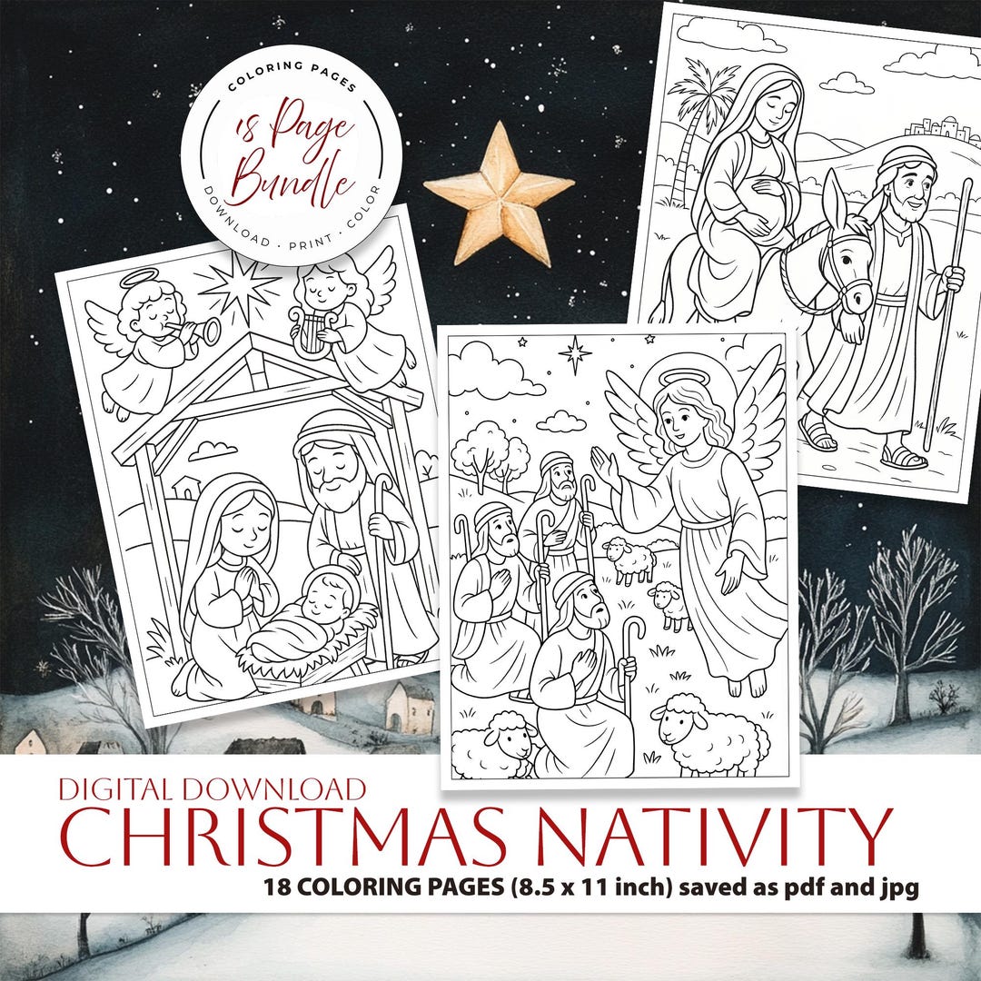 Christmas Nativity Coloring Pages, Christmas Story Coloring Pages for ...
