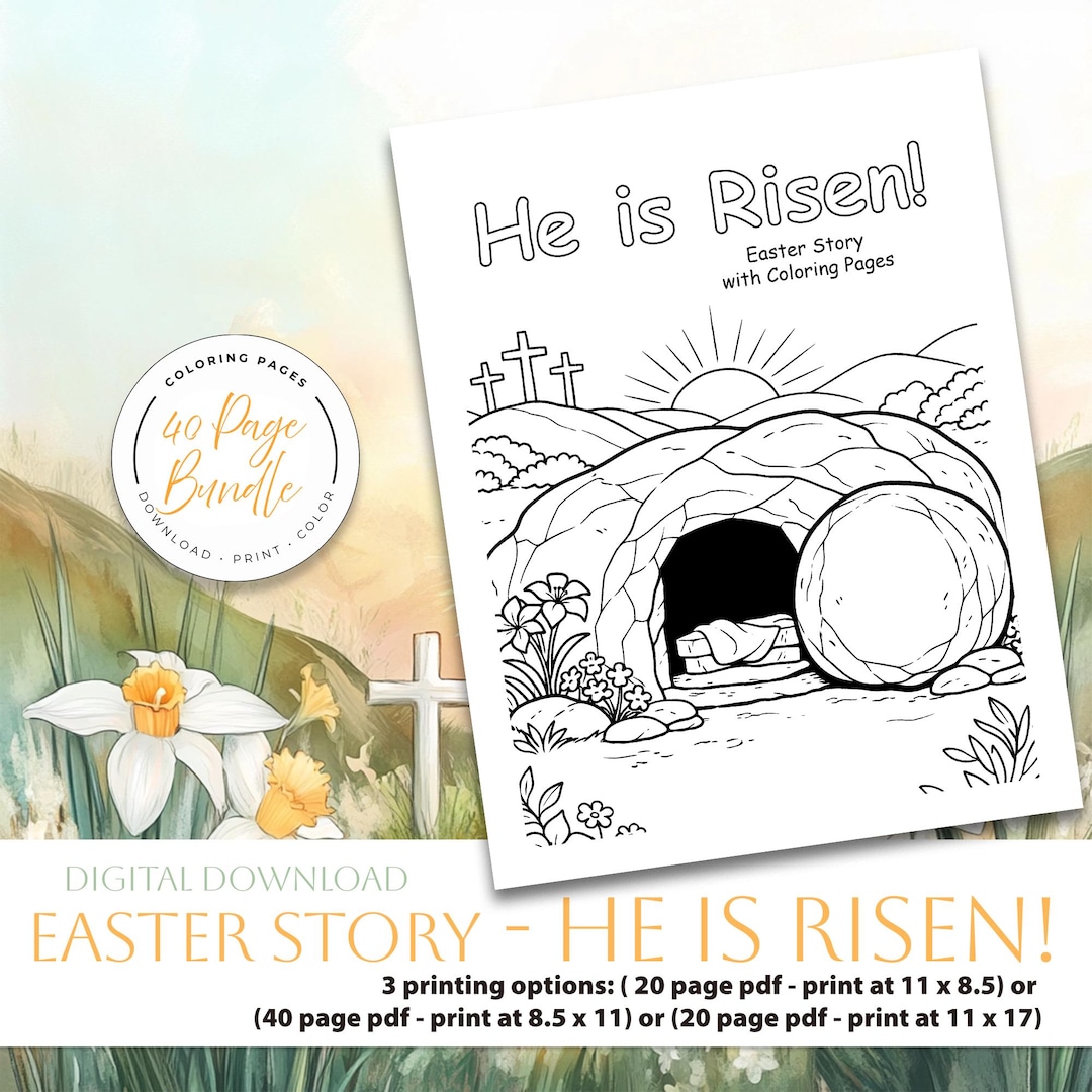 Easter Story Coloring Pages | Christian Bible Activity (digital ...