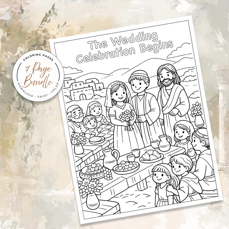 Wedding at Cana Coloring Pages | Bible Story Activity (digital Download ...