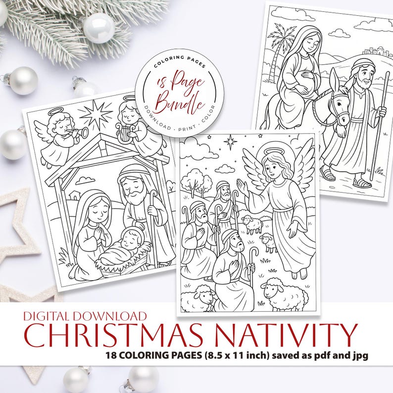 Christmas Nativity Coloring Pages, Christmas Story Coloring Pages for ...