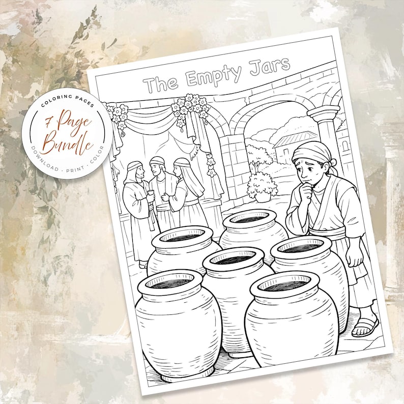 Wedding at Cana Coloring Pages | Bible Story Activity (digital Download ...