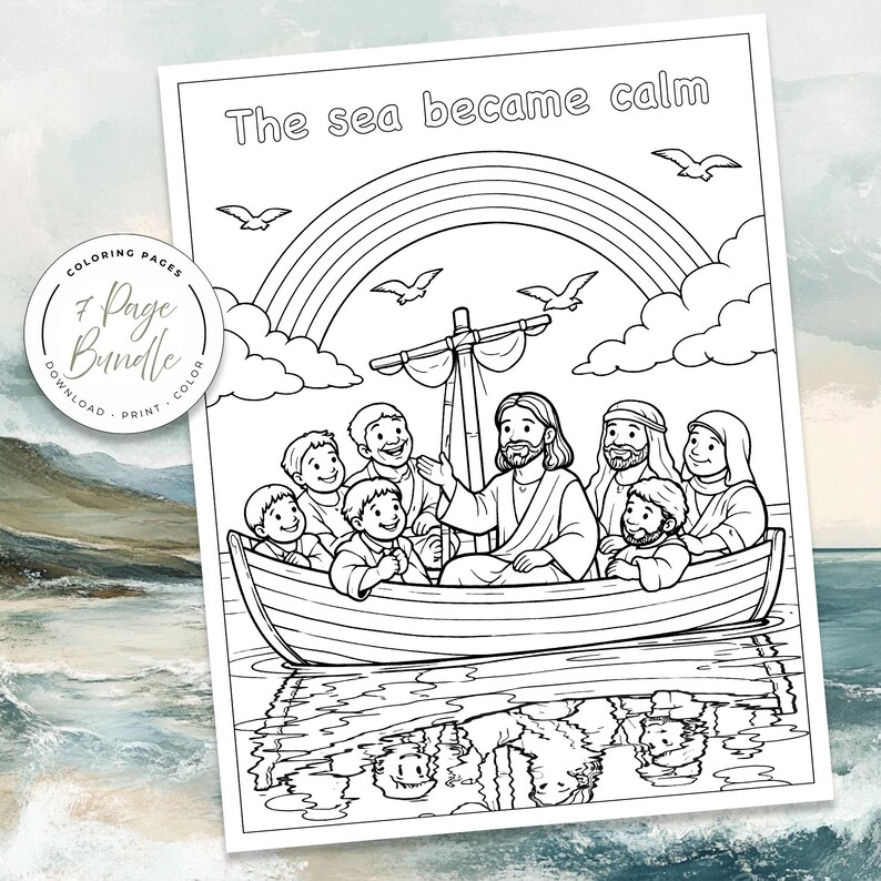 Jesus Calms the Storm Coloring Pages | Sunday School Activity (digital ...