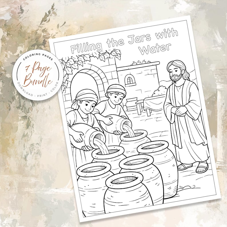 Wedding at Cana Coloring Pages | Bible Story Activity (digital Download ...
