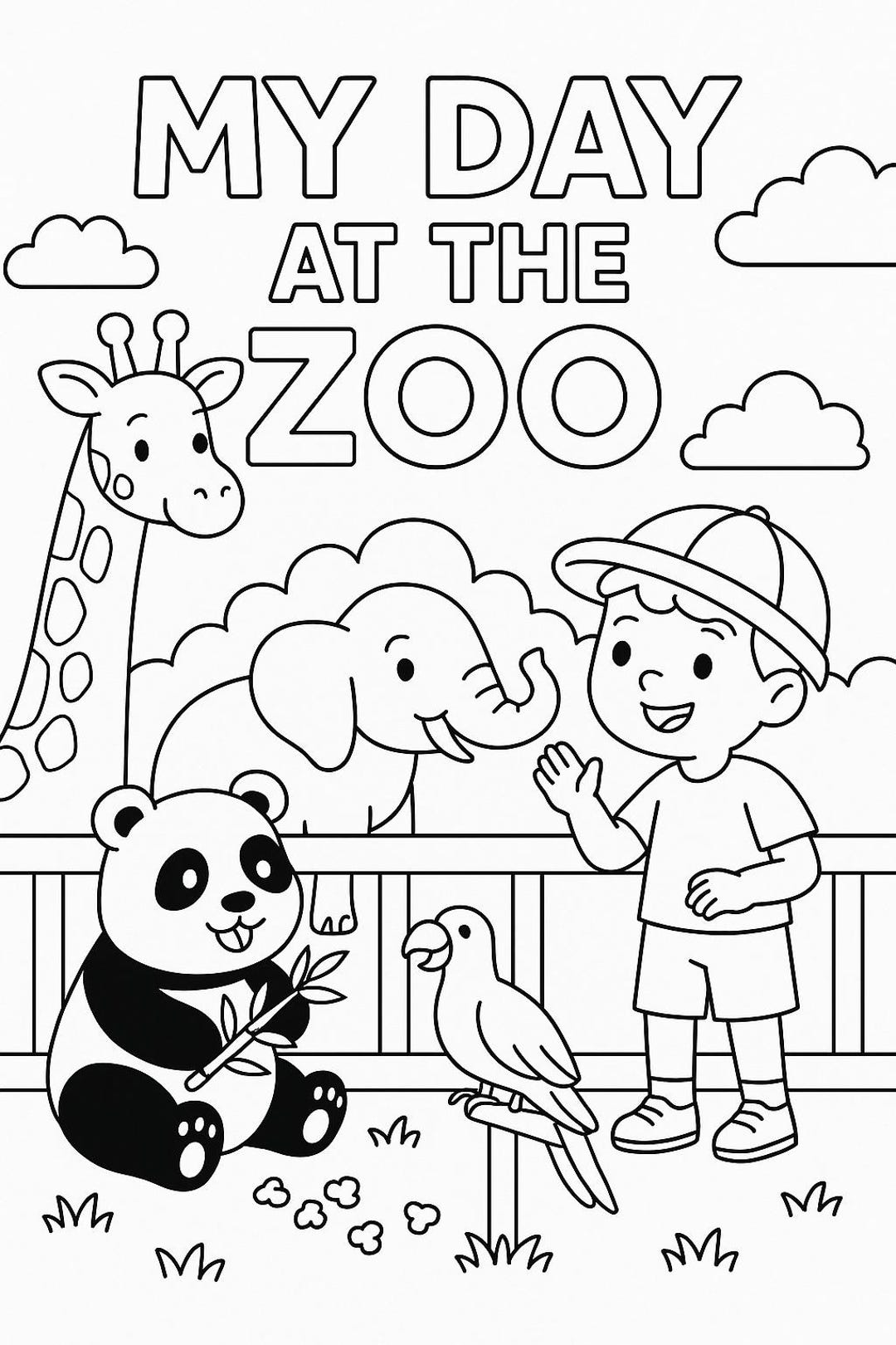 My Day at the Zoo Coloring Book for Kids – A4 Printable Animal Activity ...
