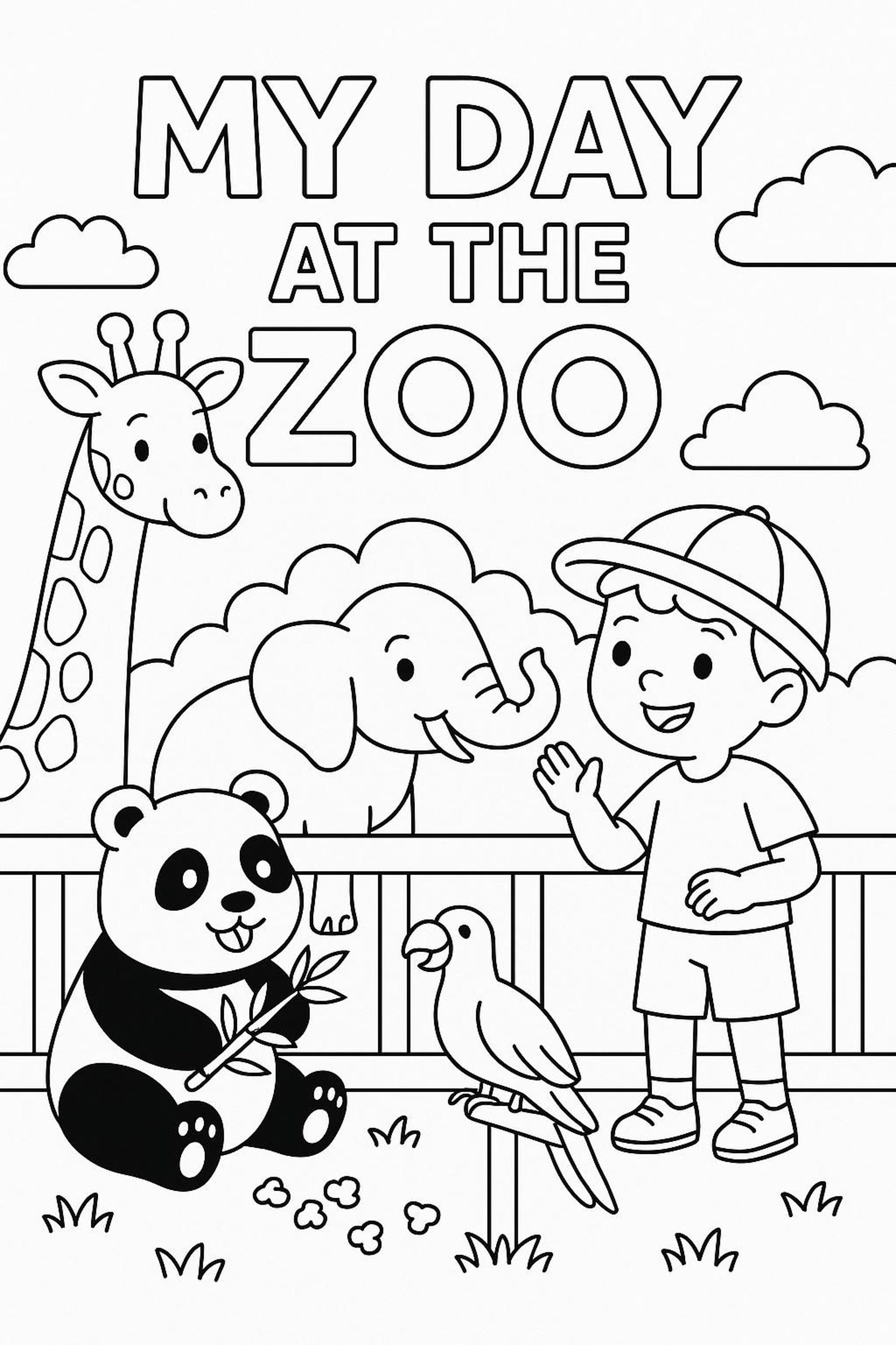 Livre de coloriage Ma journée au zoo pour enfants – Pages imprimables d ...