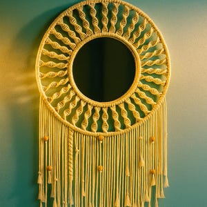 Macrame Mirror Wall Hanging - Boho Round Wall Decor - Handmade Natural Fiber Art - Bohemian ...