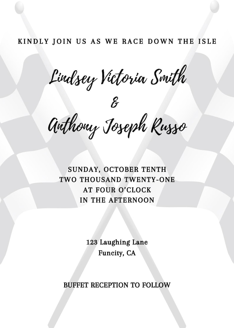 NASCAR Theme Wedding/event Invitation- EDITABLE, Party, Canva ...