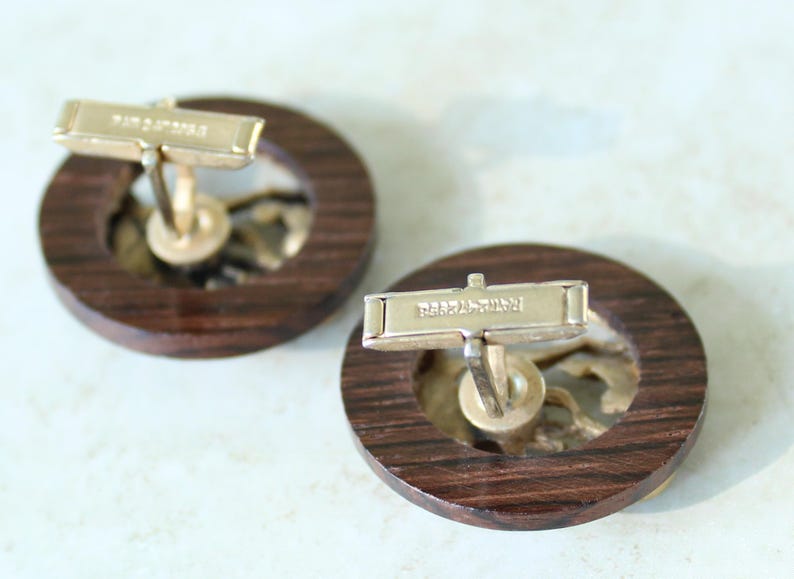 Large Wooden Cufflinks Horse & Buggy Motif Vintage Pat. 2472958 - Etsy