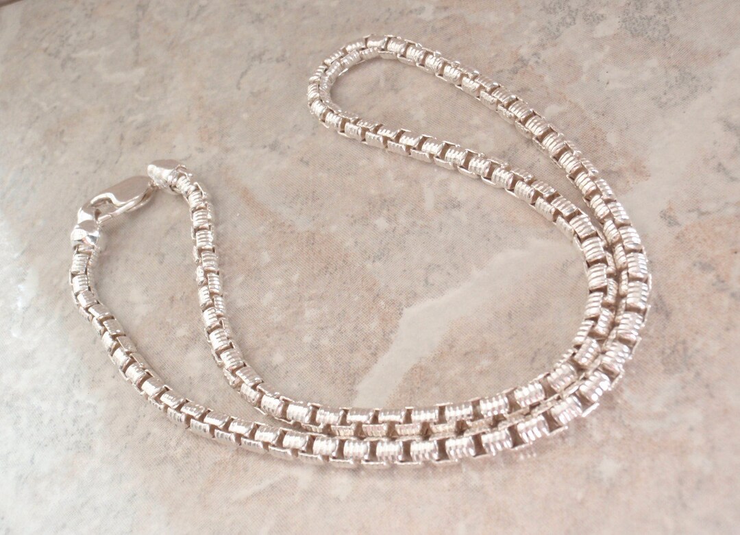 Venetian Chain Sterling Silver Rounded Box Chain 20 Inches 5mm Italian ...