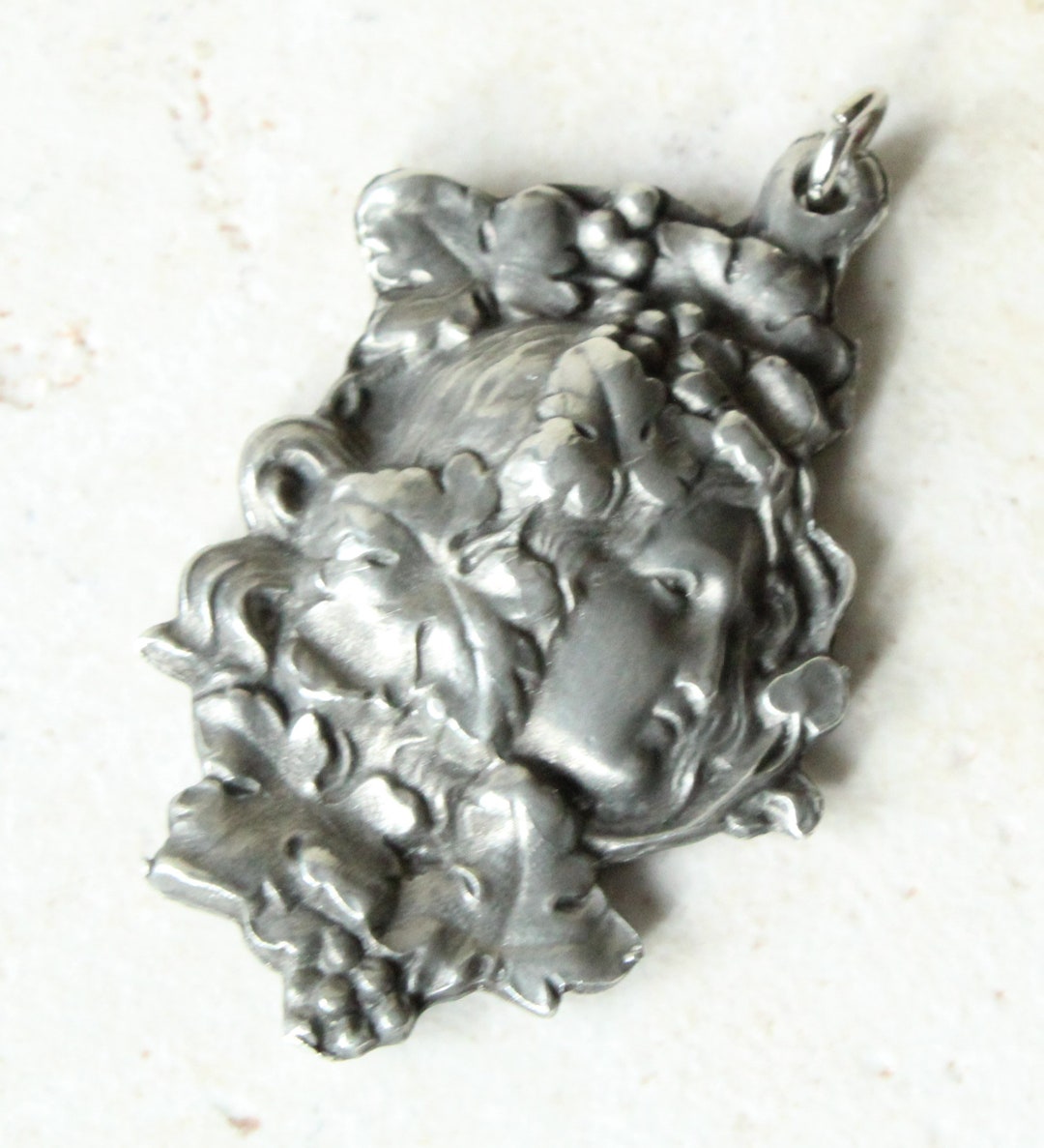 Art Nouveau Ladies Profile Pendant Grapes Large Cameo Mucha Style ...