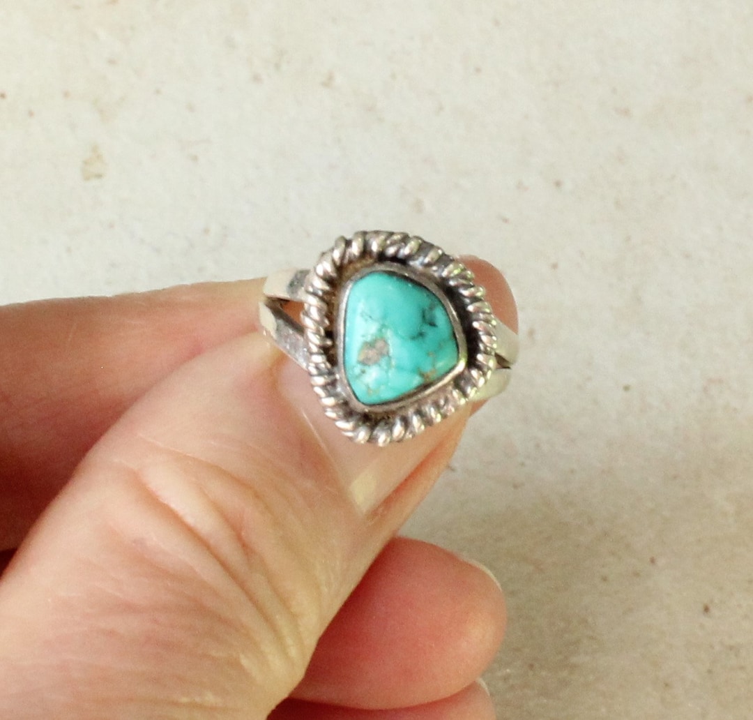 Chunky Turquoise Ring Sterling Silver Setting Southwestern Style ...
