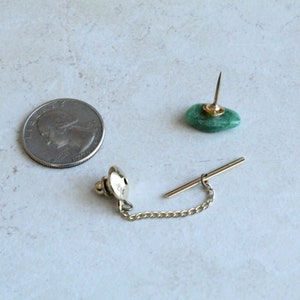 Chunky Aventurine Tie Tack Green With Button Stay Vintage - Etsy