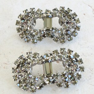 Rhinestone Shoe Clips Grey Gray Prong Set Super Sparkly Bow Shape ...
