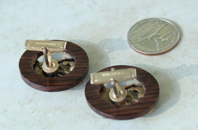 Large Wooden Cufflinks Horse & Buggy Motif Vintage Pat. 2472958 - Etsy