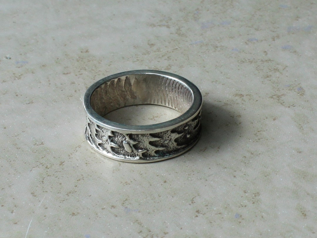 Cuttlebone Cast Band Ring Textured Oxidized Sterling Silver Size 11 8mm ...