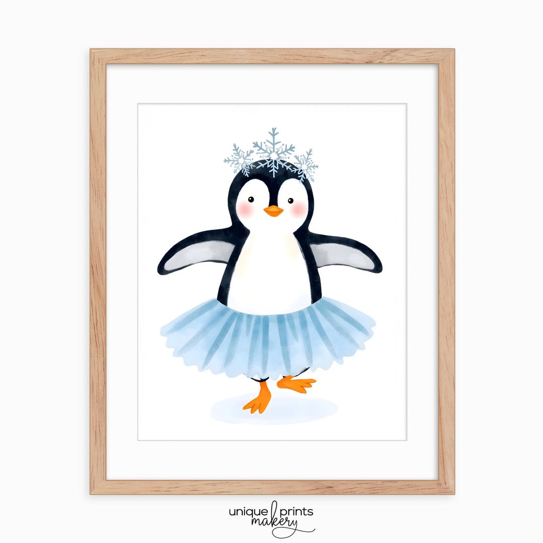Adorable Penguin in Tutu Print - Printable Nursery Wall Art, Ballet ...