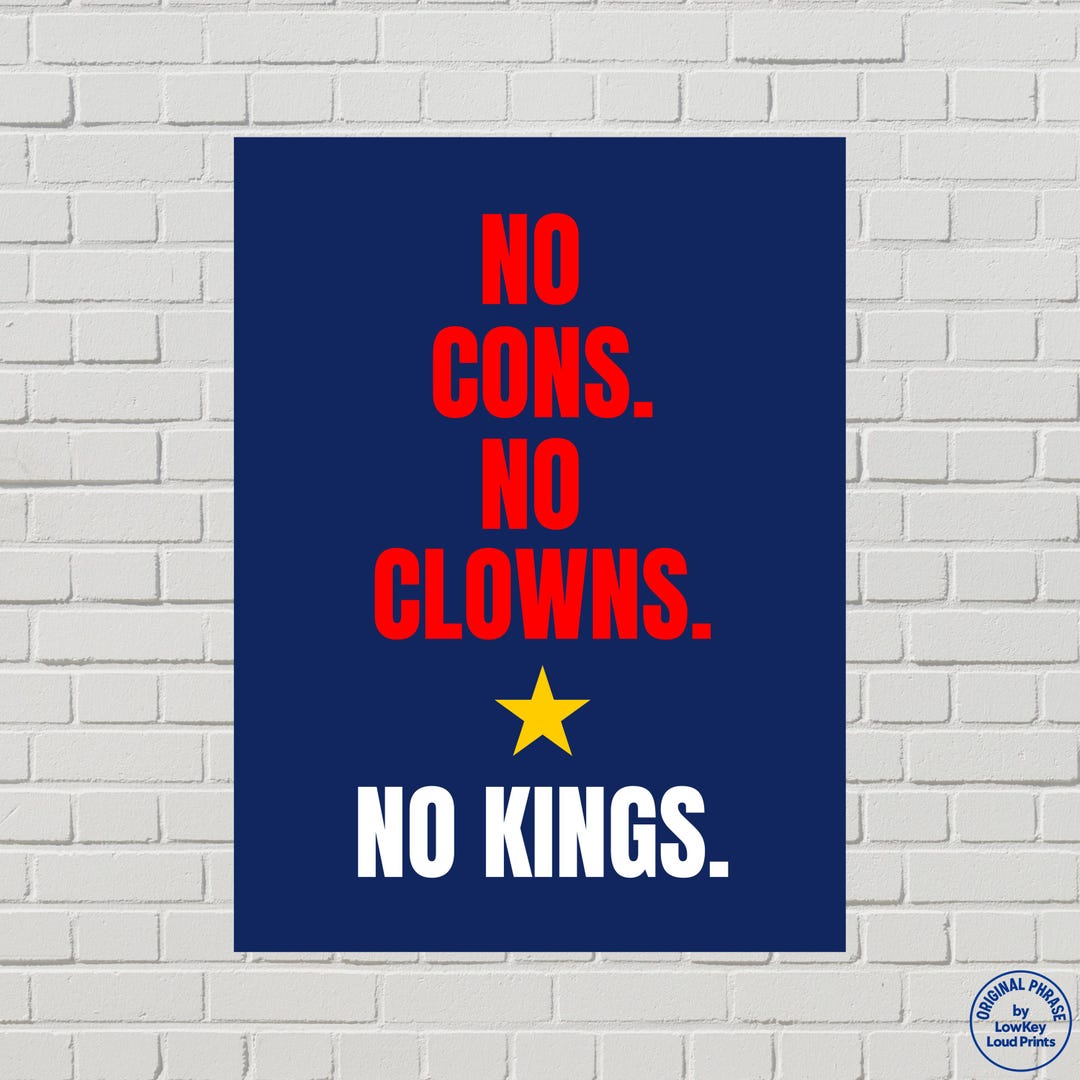 No Kings Protest Sign – Anti-trump March Poster, No Cons (printable PDF ...
