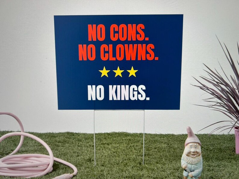 No Kings Lawn Sign - Printable Protest Sign – 4 Digital Files (24x18 ...