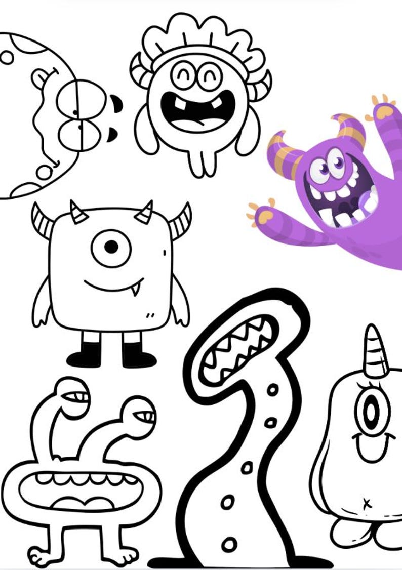 My Friendly Monster Colouring Book - Etsy