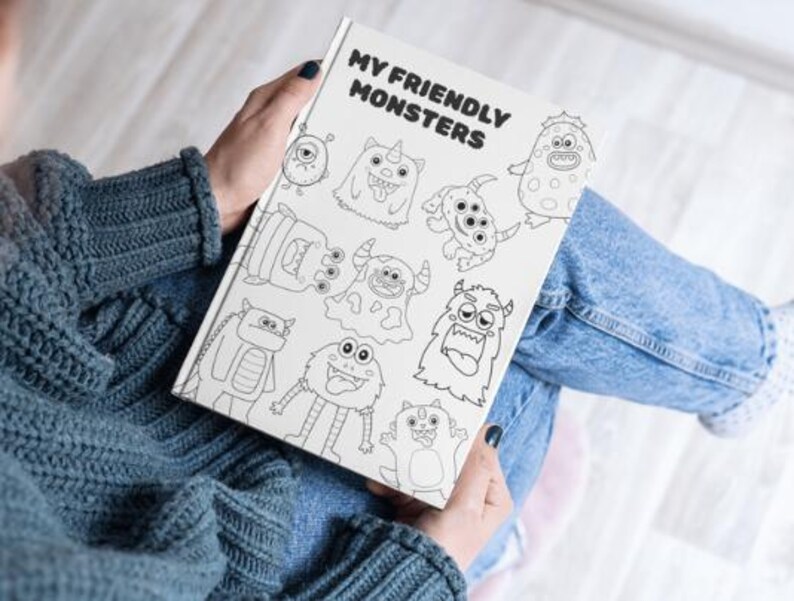 My Friendly Monster Colouring Book - Etsy