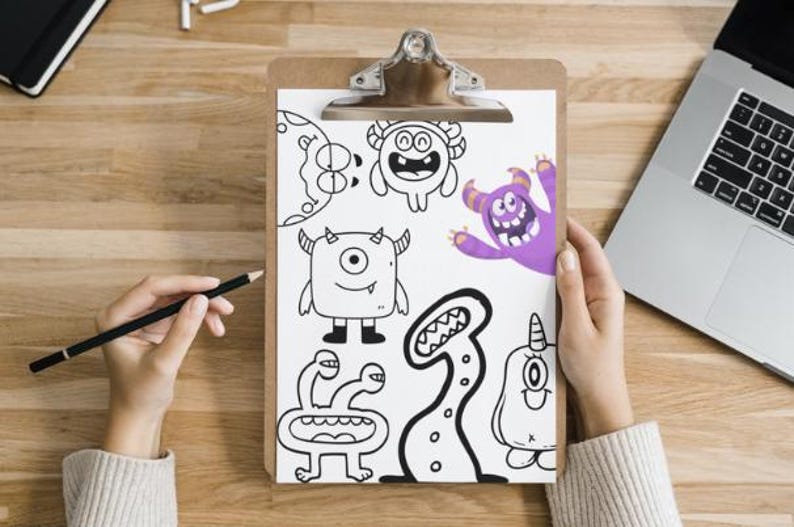 My Friendly Monster Colouring Book - Etsy