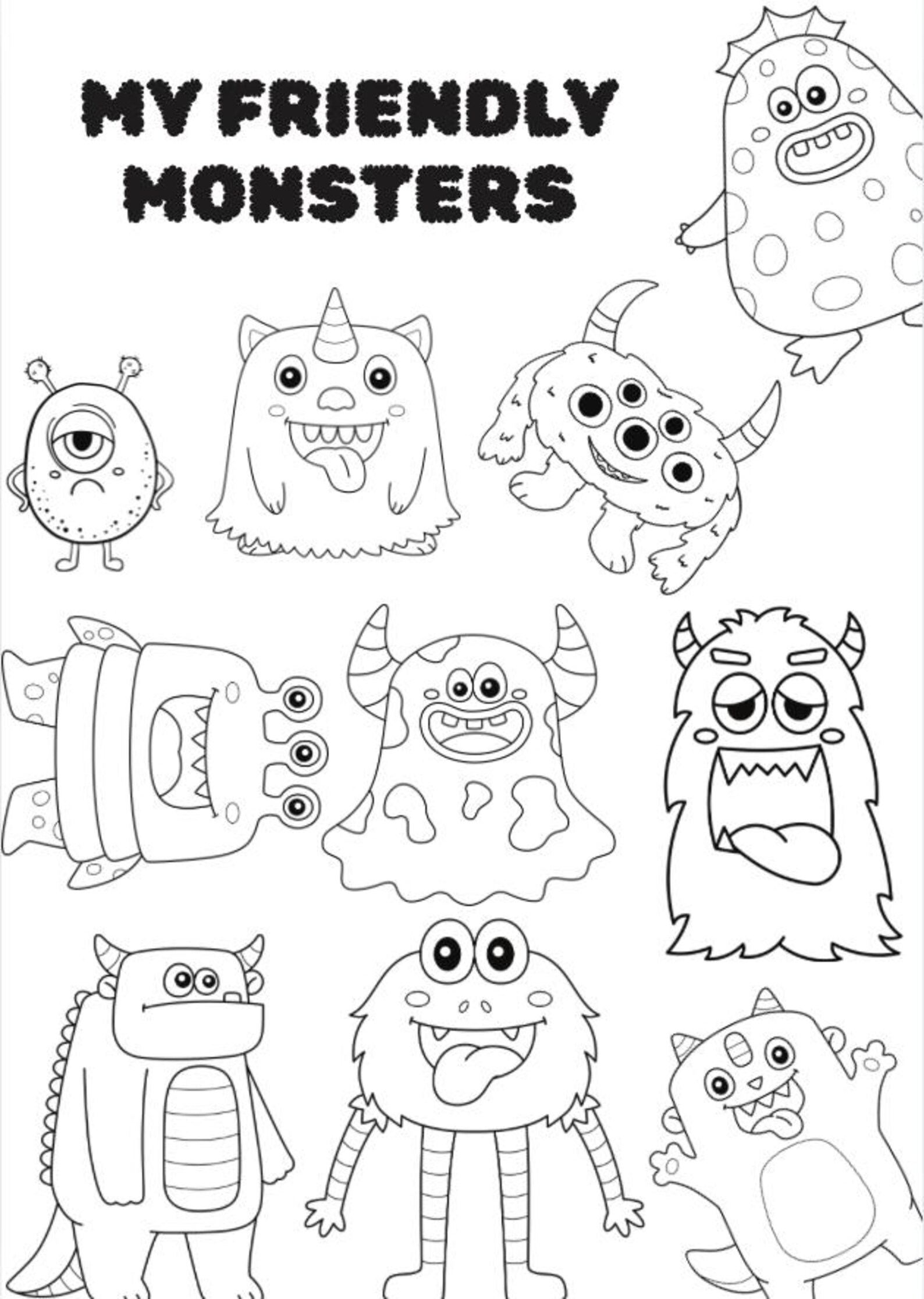 My Friendly Monster Colouring Book - Etsy