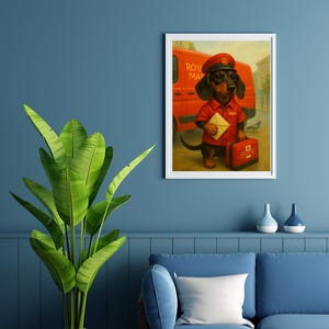 Postman Dachshund Printable Wall Art – Pablo the Postman Dog – Funny ...
