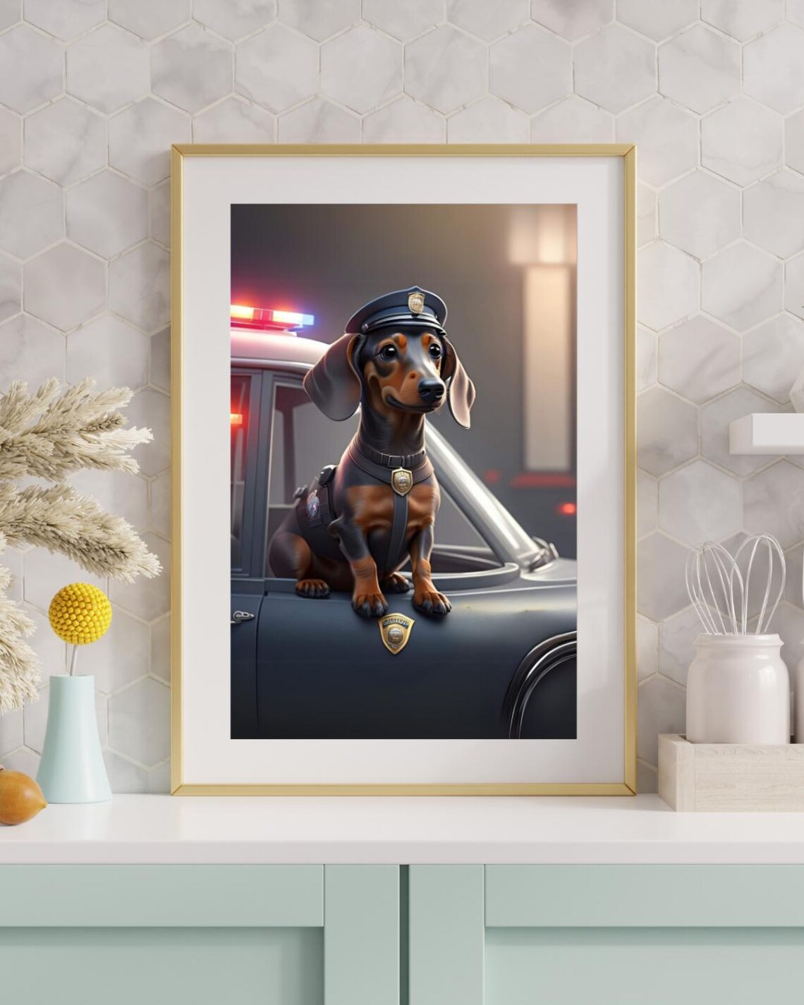 A4 Printable Dachshund Police Wall Art – Digital Download | Sausage Dog ...