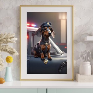 A4 Printable Dachshund Police Wall Art – Digital Download | Sausage Dog ...