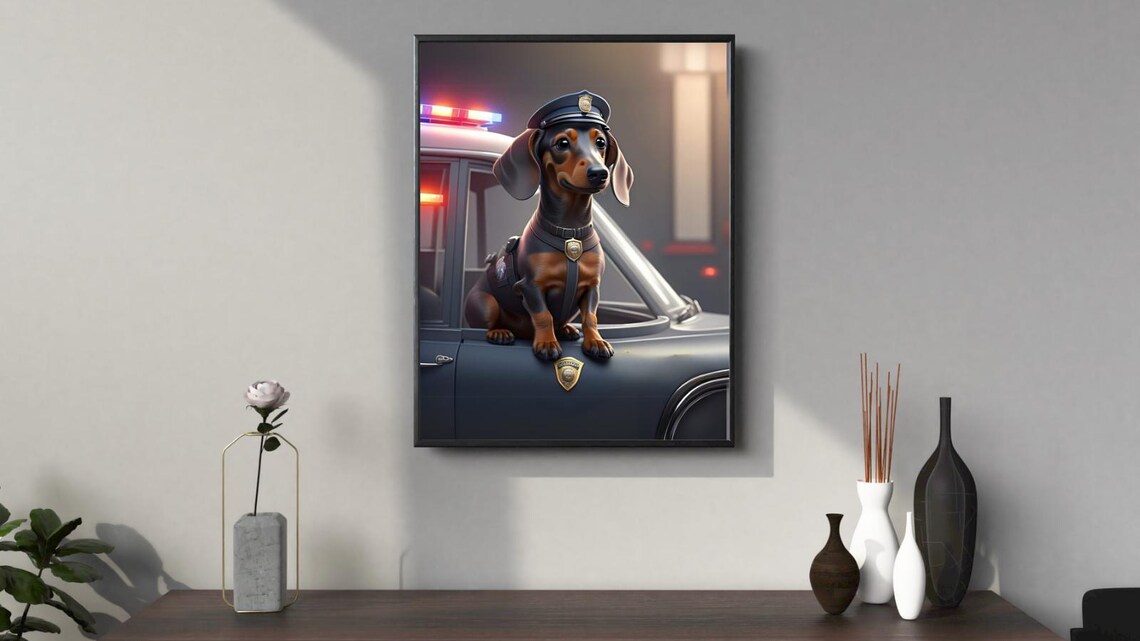 A4 Printable Dachshund Police Wall Art – Digital Download | Sausage Dog ...