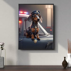 A4 Printable Dachshund Police Wall Art – Digital Download | Sausage Dog ...