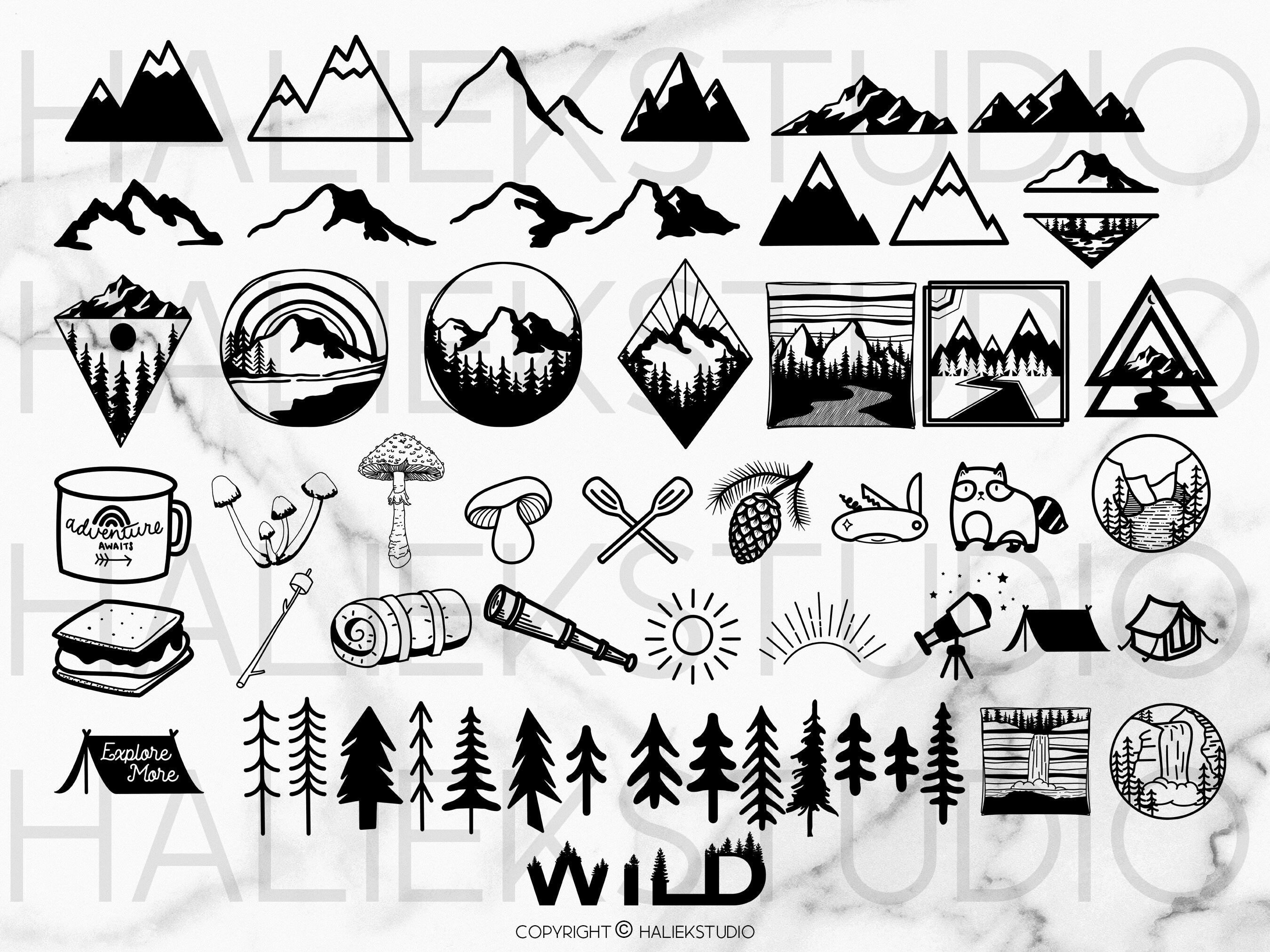 105 Outdoor Adventure Svg Clip Art Bundle Camping Nature Etsy