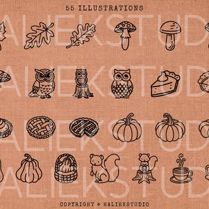 55 Fall Doodle SVG Bundle: Autumn Clip Art (commercial Use) - Etsy