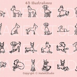 45 Cute Great Danes SVG Bundle - Cute Kawaii or Chibi Great Dane Images ...
