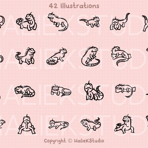 42 Cute Iguanas SVG Bundle - Cute Kawaii or Chibi Iguanas Images in SVG ...